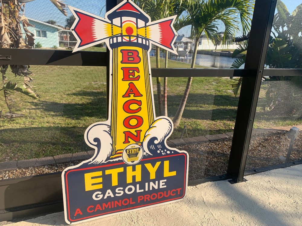 Lot M24-378 - Beacon Ethyl Gasoline Single Sided Sign | Premier Auction ...