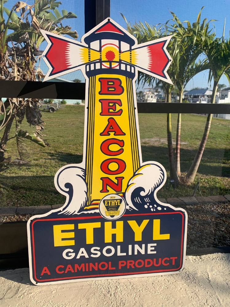 Lot M24-378 - Beacon Ethyl Gasoline Single Sided Sign | Premier Auction ...