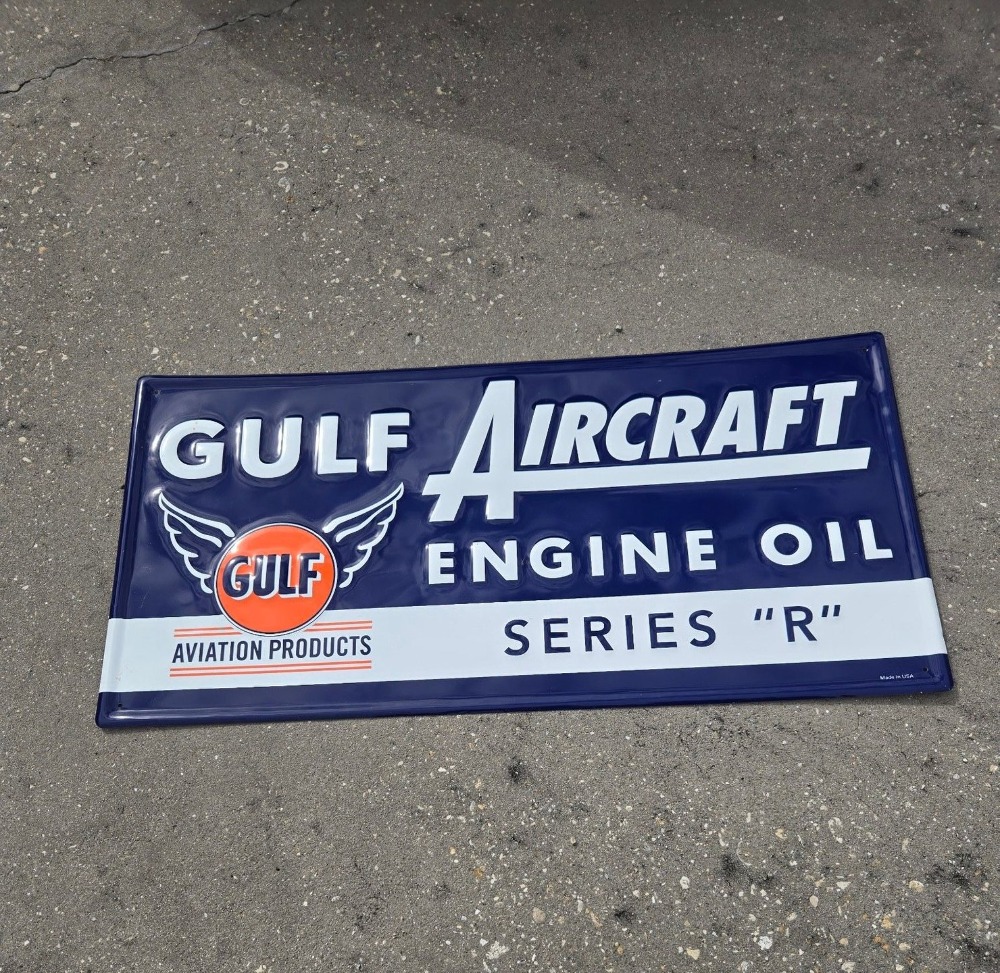 Lot M25-079 - Gulf Aircraft Engine Oil Metal Sign | Premier Auction Group